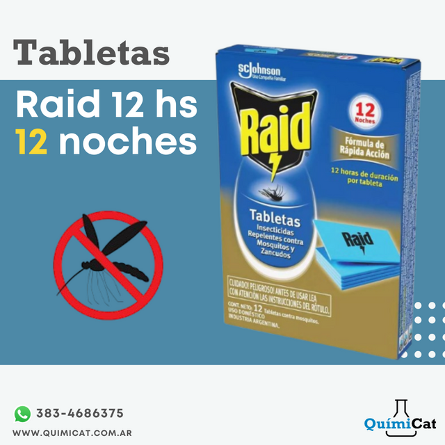 TABLETAS RAID X 12 UNIDADES - Comprar en QuimiCat TABLETAS RAID X 12 UNIDADES - Comprar en QuimiCat