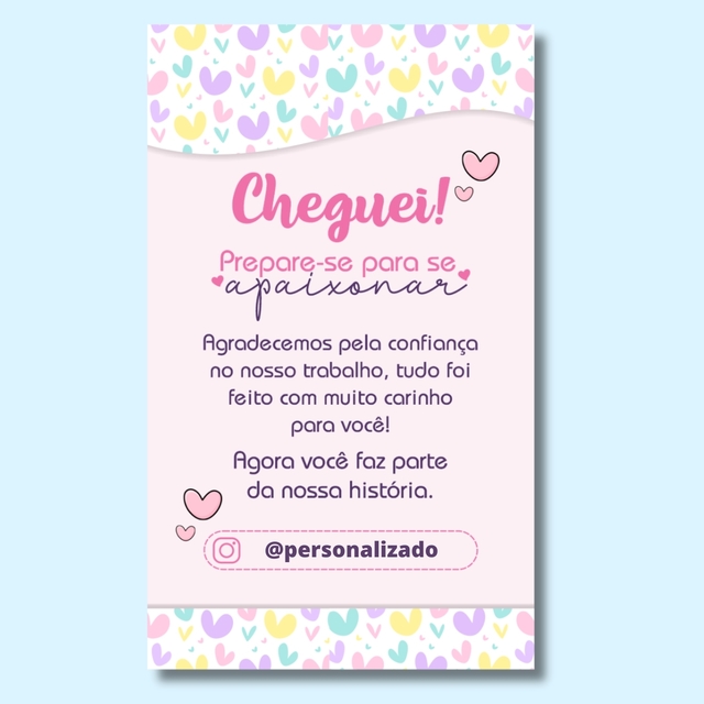Cartão de Agradecimento | Cheguei! Prepare-se para se apaixonar Cartão de Agradecimento | Cheguei! Prepare-se para se apaixonar