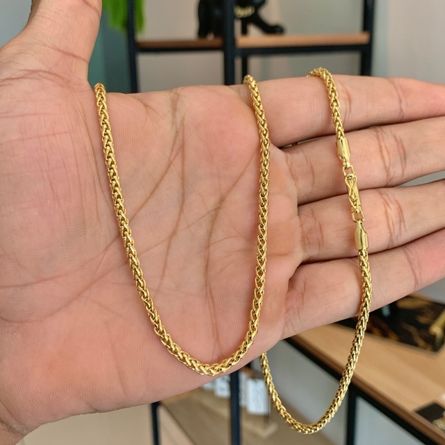 CORRENTE PERUANA FECHO CANHÃO (4MM) - 70cm - PRATA BANHADA A OURO 18K