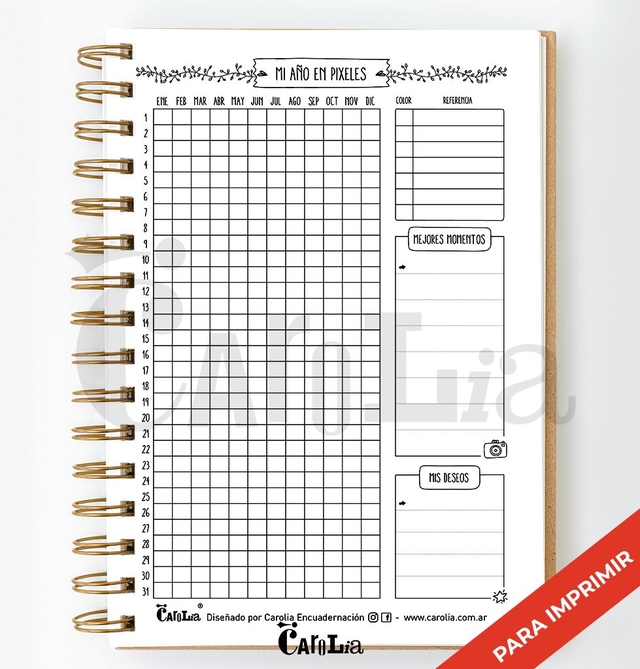 Planner Mi año en pixeles - modelo neutro - imprimible (PDF) Planner Mi año en pixeles - modelo neutro - imprimible (PDF)