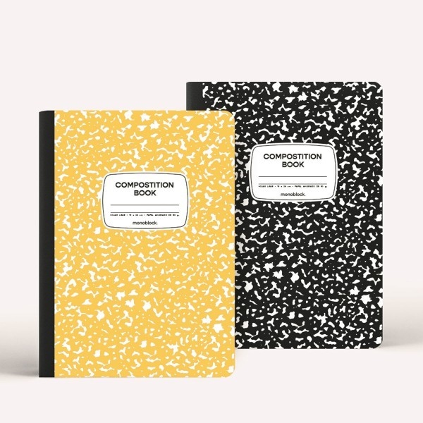 Libretas Grandes X2 Monoblock Lisas Compostition Blackyellow