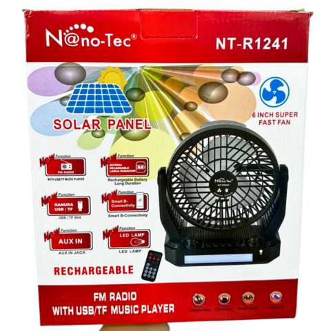 VENTILADOR RECARGABLE SOLAR NANO TEC NT-R1241