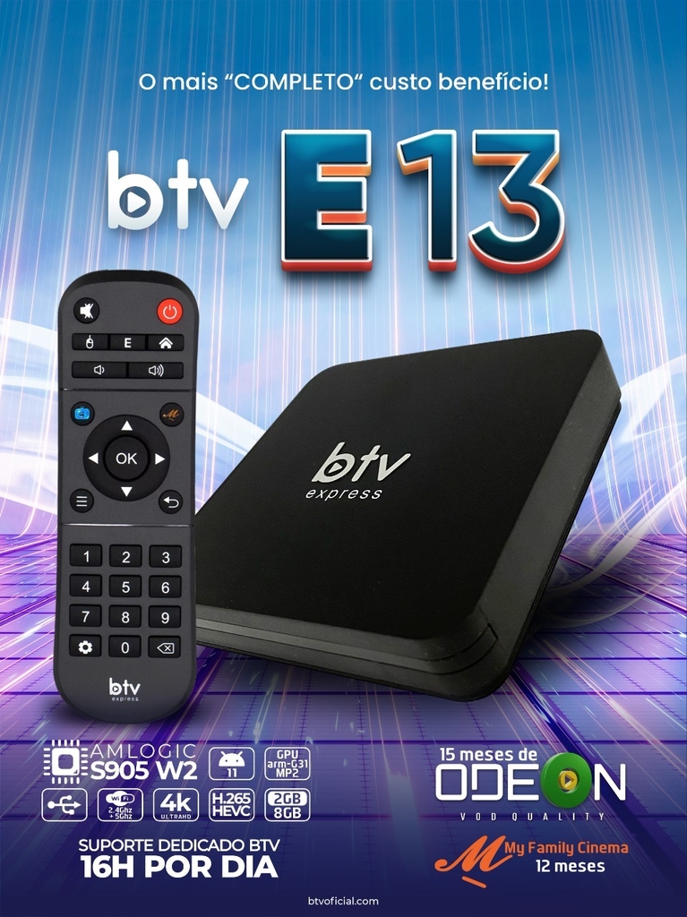 BTV E13 Express: Streaming HD e Android 11 para sua TV
