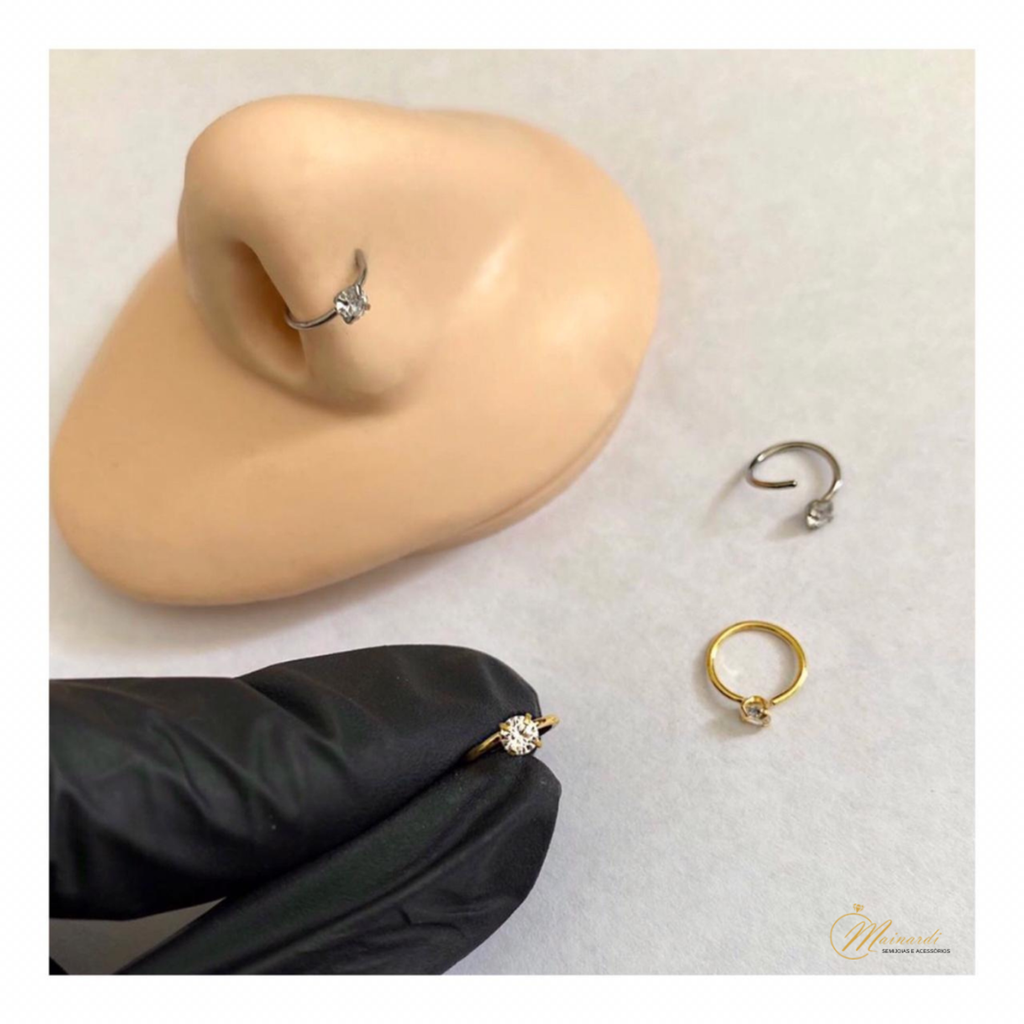 Piercing Argola Nariz Com Zircônia Em Aço Cirúrgico
