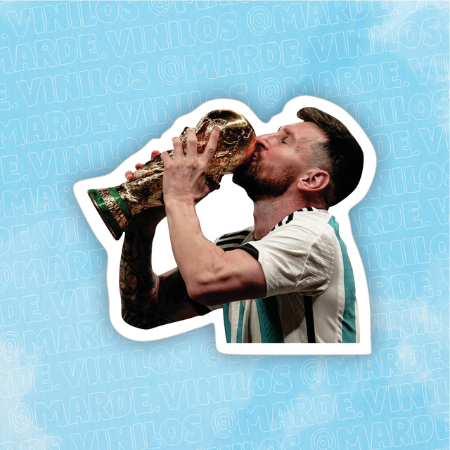Sticker Messi besando la Copa del Mundo Sticker Messi besando la Copa del Mundo