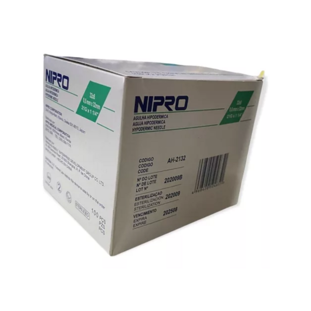 Agujas Hipodérmicas Desechables NIPRO Caja de 100 pz, Estériles y