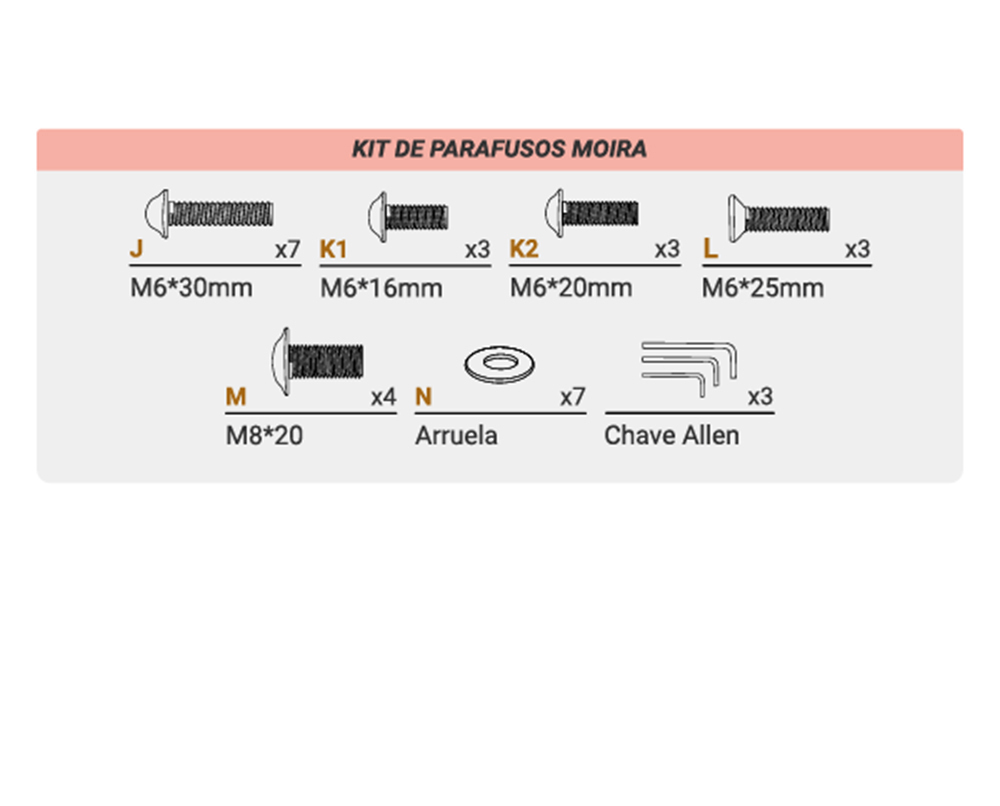 Kit Parafusos DT3 Moira Kit Parafusos DT3 Moira