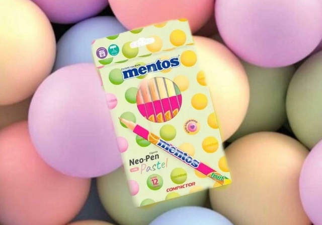 Hidrográfica Neo Pen Gigante MENTOS - 12 CORES PASTEIS + 1 Mentos