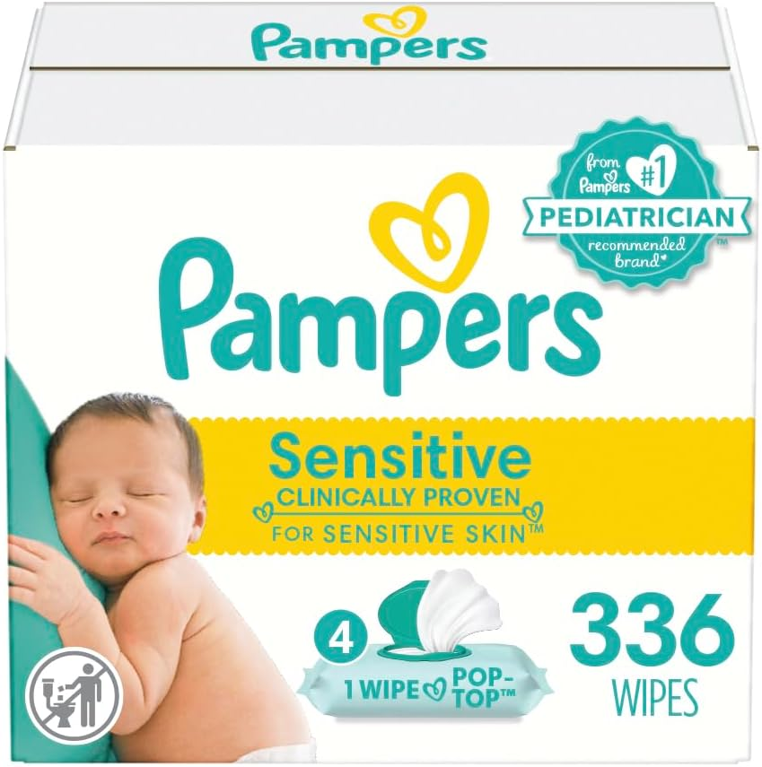 Pampers Baby Wipes Sensitive Paquete de 6 con Tapa Emergente 336