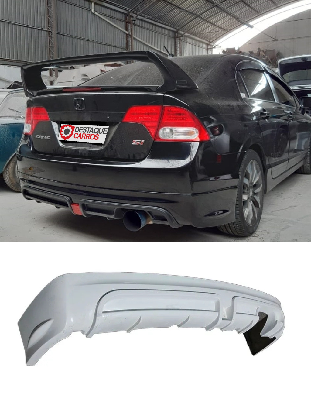 Body Kit Mugen Completo Aerofolio Spoiler Dianteiro Traseiro Saia Lateral para Honda Civic G8 2009 ate 2011 Sem Pintar