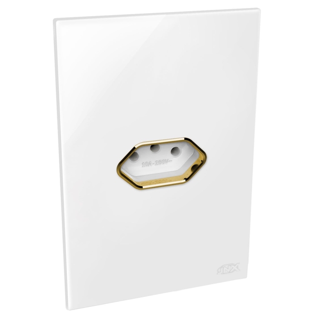 Conjunto 1 Tomada 10A - JNX Legacy - Branco e Dourado LBD02