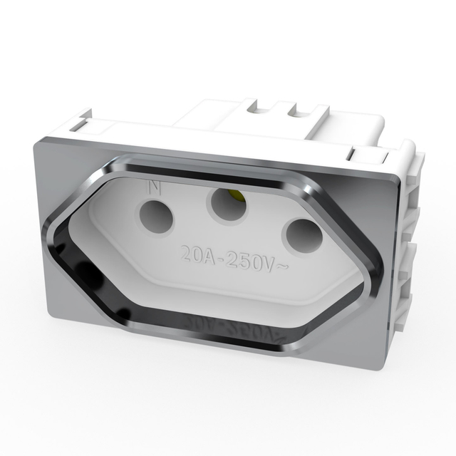 Módulo Tomada 20A - JNX Legacy - Branco e Cromado T41CR