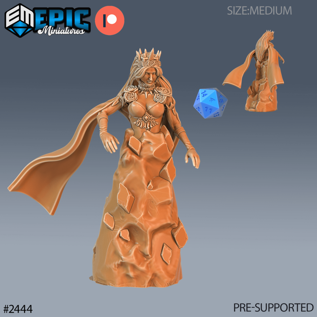 Feiticeira de Gelo - Sem Pintura, Miniatura 3D Média Para Rpg de Mesa Feiticeira de Gelo - Sem Pintura, Miniatura 3D Média Para Rpg de Mesa