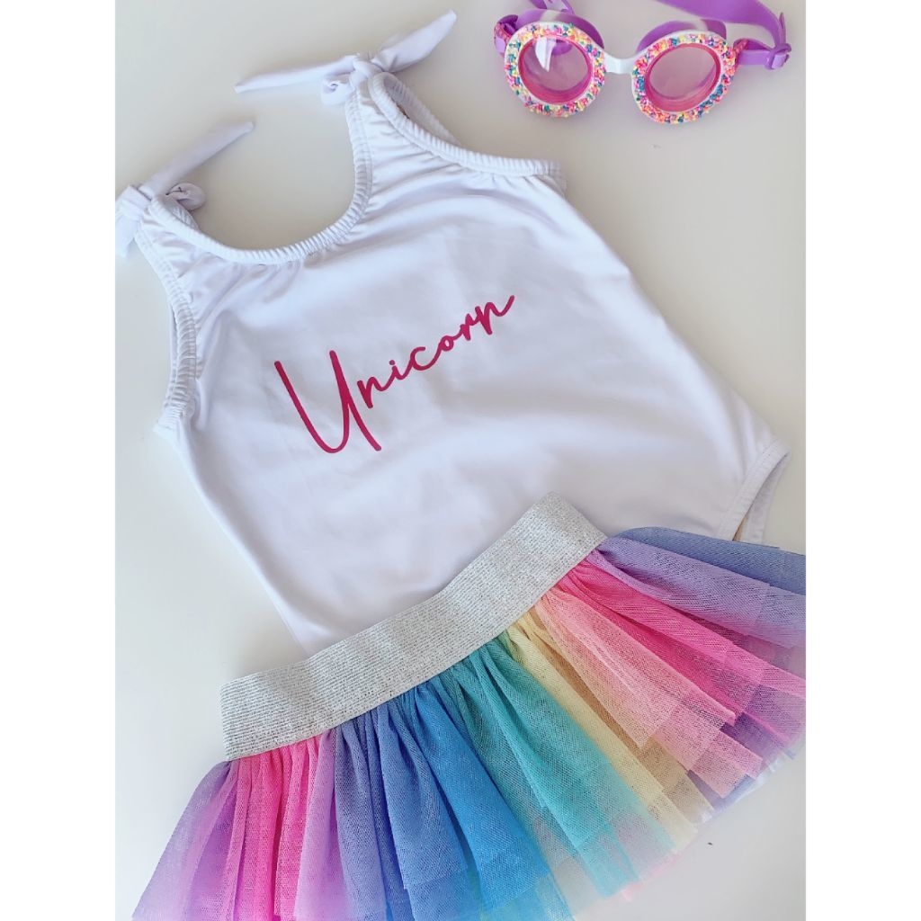 Maiô Malu Unicorn Saia De Tutu Avulsa Proteção Uv 50