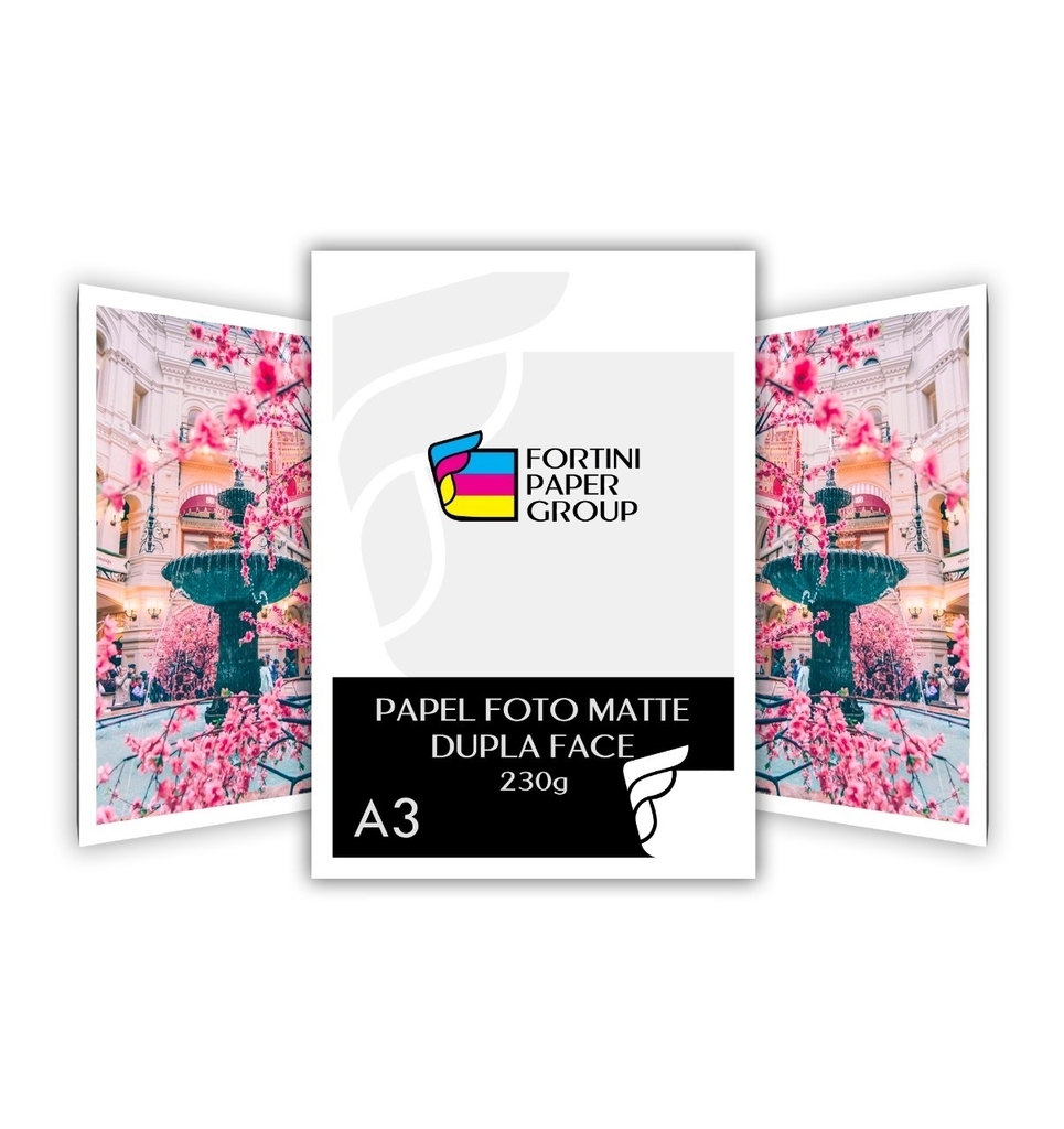 Papel Fotografico 230g A3 Matte Fosco Dupla Face 100 Folhas Premium para Jato de Tinta